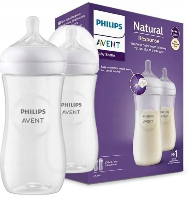 Philips Avent Natural Response Baby Bottles - 2 pack, 3m+, 330ml ...